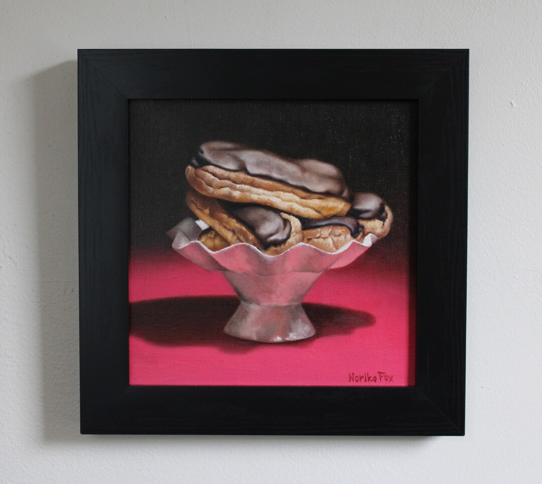 An Original Oil Painting of Sweet Dessert Eclairs Framed Fine Art - Etsy