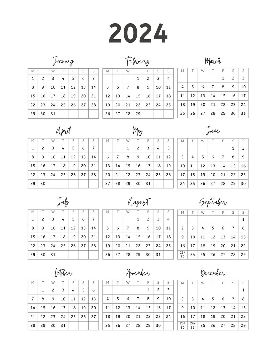 2024 Weekly/monthly Printable Planner |INSTANT DOWNLOAD - Etsy