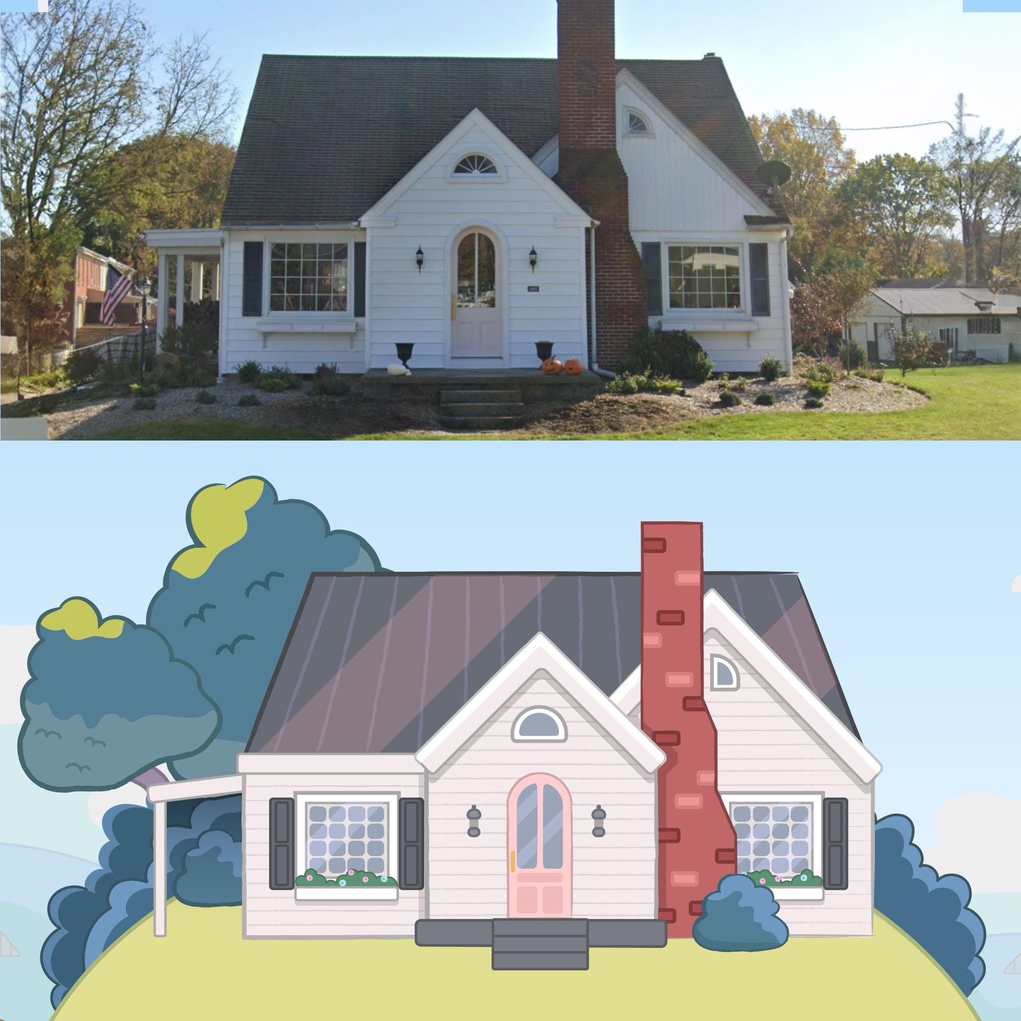 Custom Personalized Bluey Style House Portrait | Unique Gift Idea ...