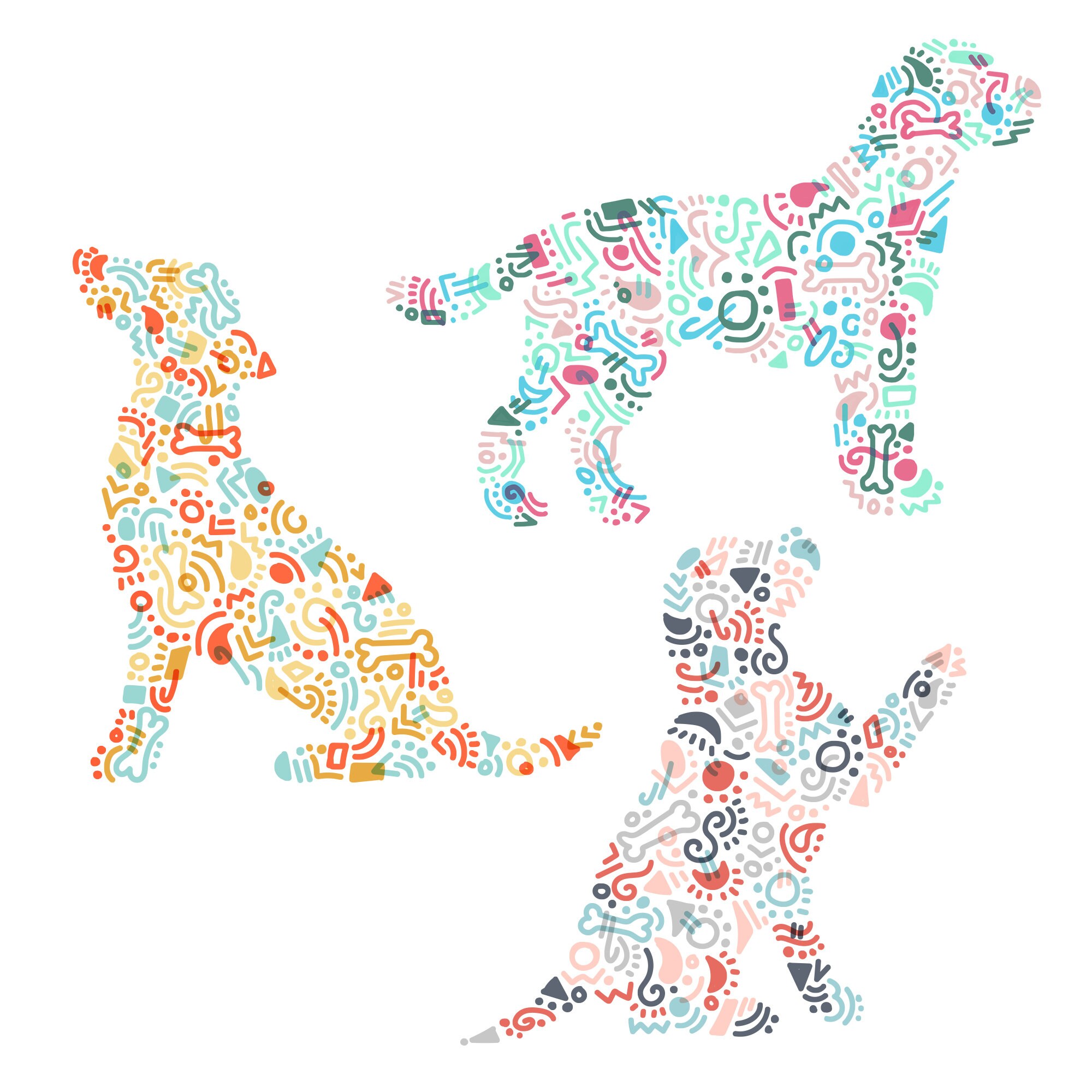 10 Colorful Cats & Dogs Clip Art Digital Download Pets Clip Art Pets ...