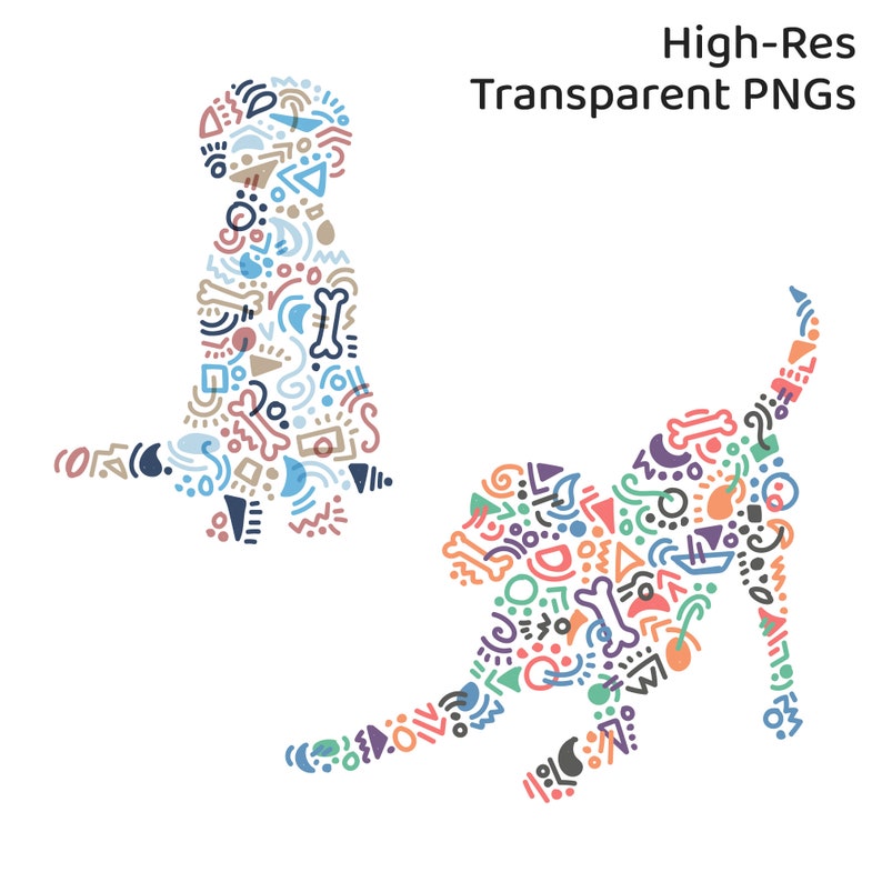 10 Colorful Cats & Dogs Clip Art Digital Download Pets Clip Art Pets ...