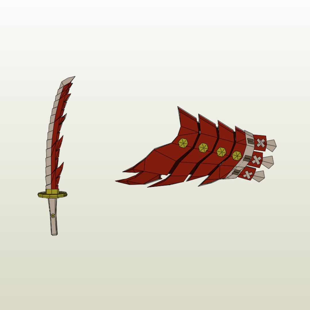 Monster Hunter 4U Dah'ren Mohran Sword and Shield Poise Papercraft ...
