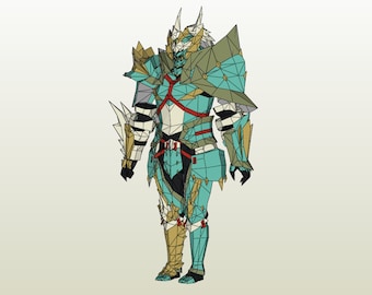 Monster Hunter 4U Mosgharl Male Blademaster Armor Papercraft Files for ...