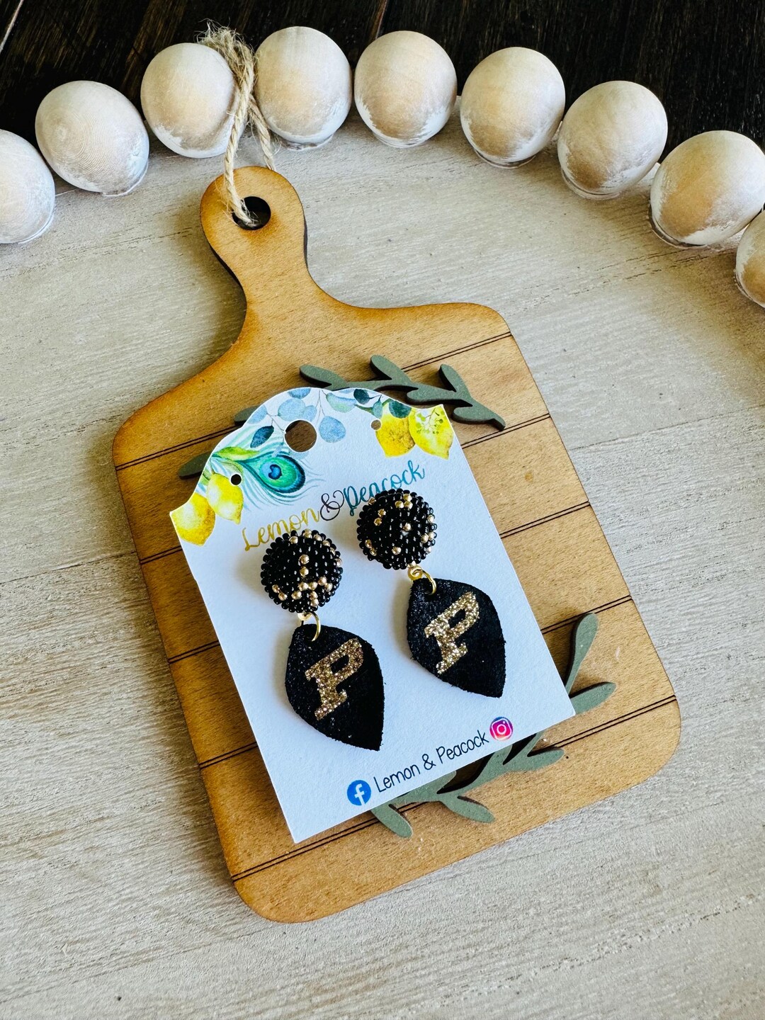 Purdue Mini Black Seed Bead Topper Earrings - Etsy