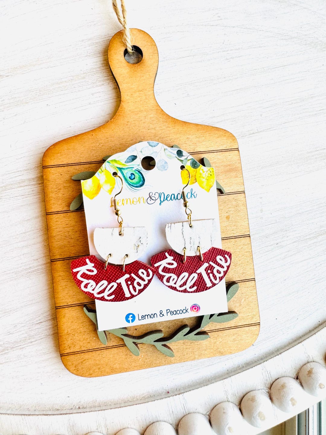 Alabama Roll Tide Double Drop Leather Earrings - Etsy