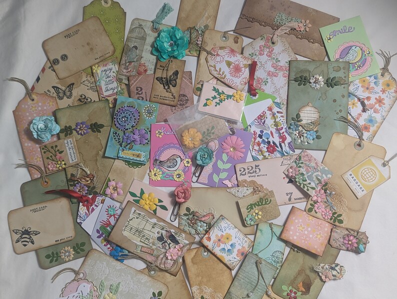 Junk Journal Handmade Mix, Envelopes, Paper Clips, Tags, Card Notes - Etsy