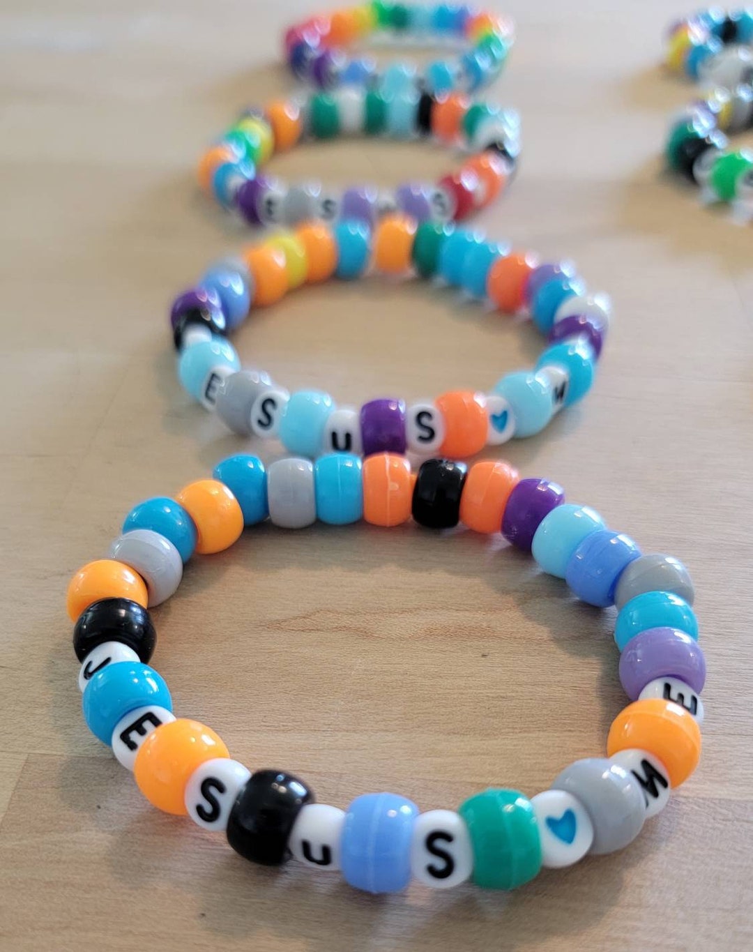 100% Custom Made Beaded Bracelets With Name, Initials, Word or Choice ...