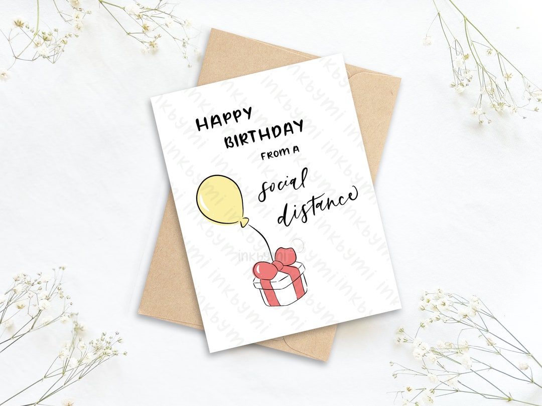 Isolation Birthday Card Cute Birthday Card Social Distancing Card Cute ...