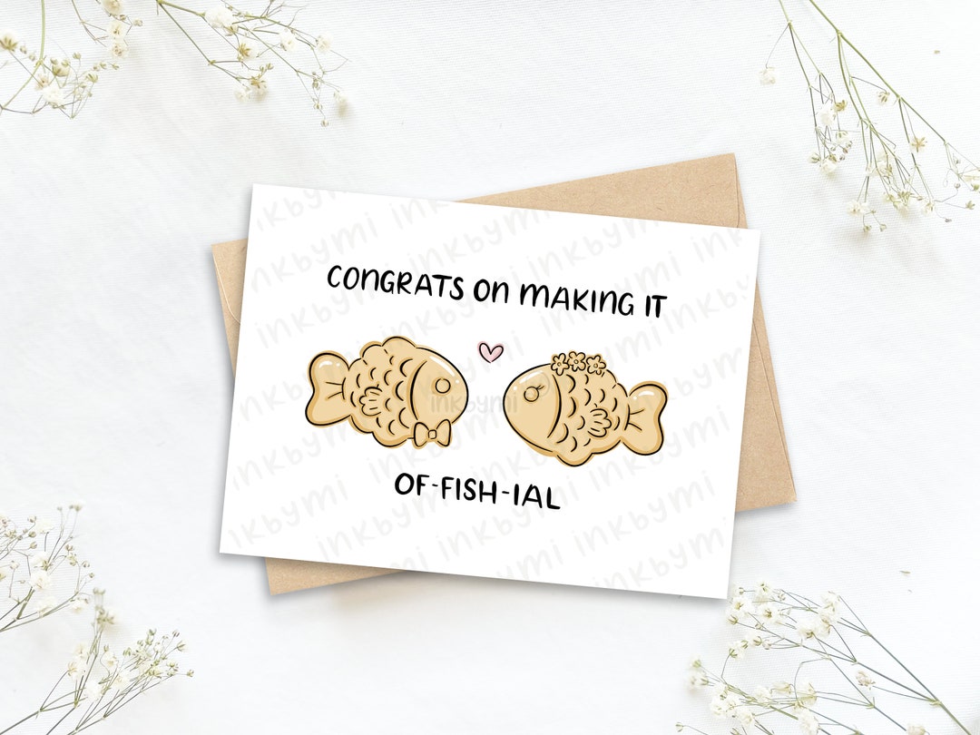 Congrats on Making It Of-fish-ial Greeting Card | Funny | Wedding Card ...