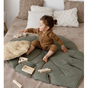 Organic Large Baby Play Mat Leaf Monstera Rug Quilted Floor - Etsy