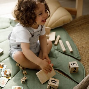 Linen Play Mat • Organic Baby Padded Floor Rug • Oeko-tex Standard ...