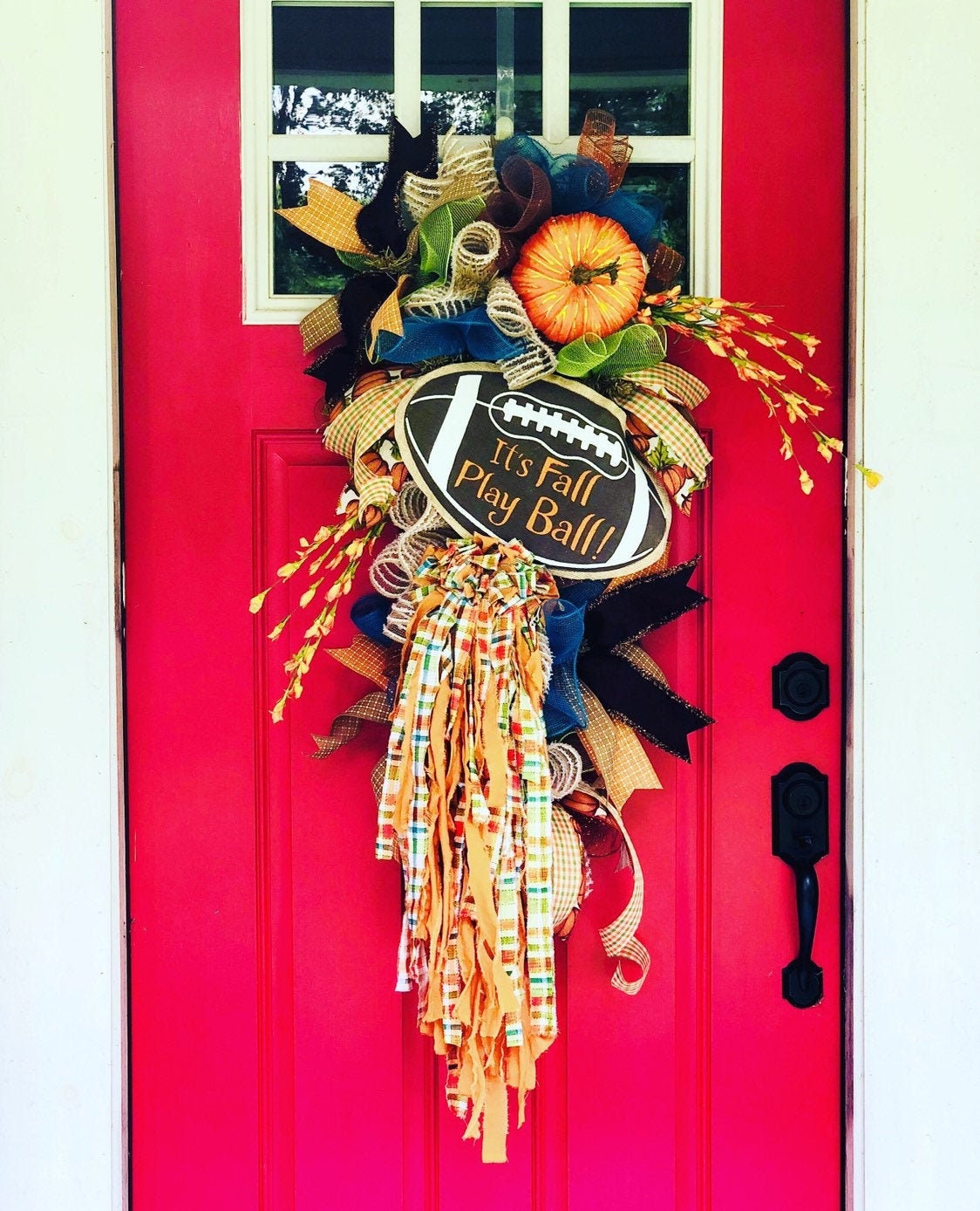 Fall Swag Football Wreath Fall Front Door Pumpkin Swag | Etsy
