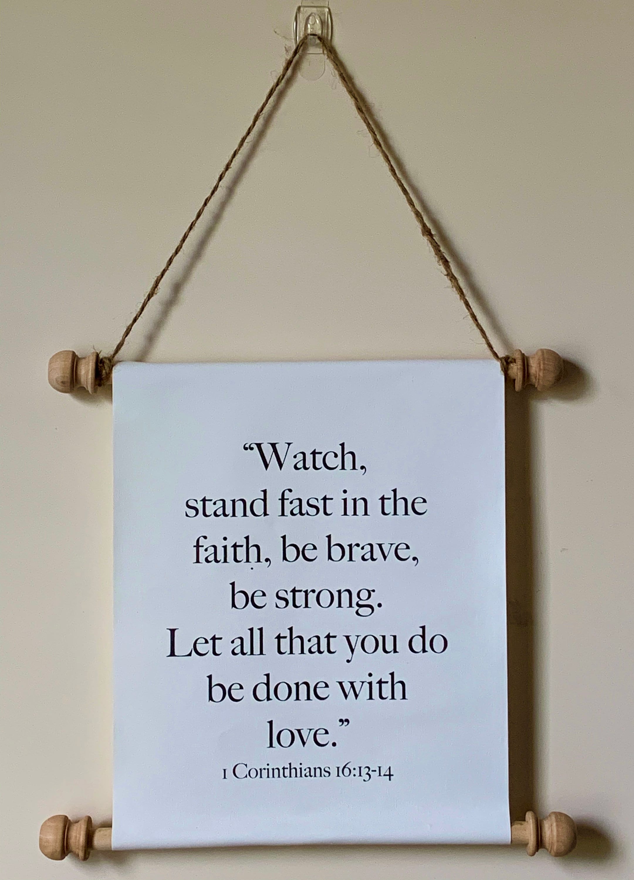The memory scrolls "Watch Stand Fast in the Faith" cotton canvas scroll ...