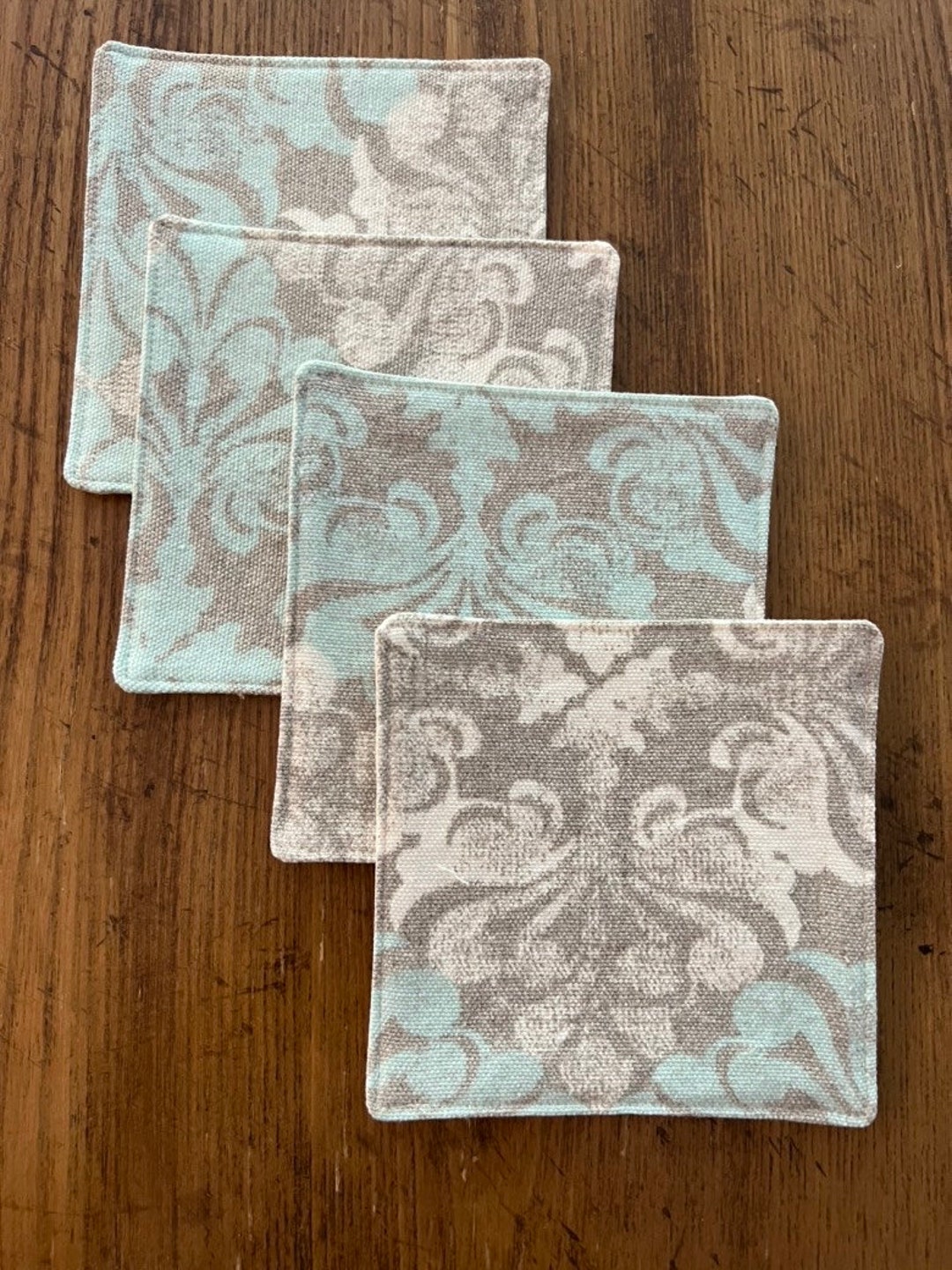 La Fleur Fabric Coasters: Linen Cotton Drink Coasters, Set of Four - Etsy