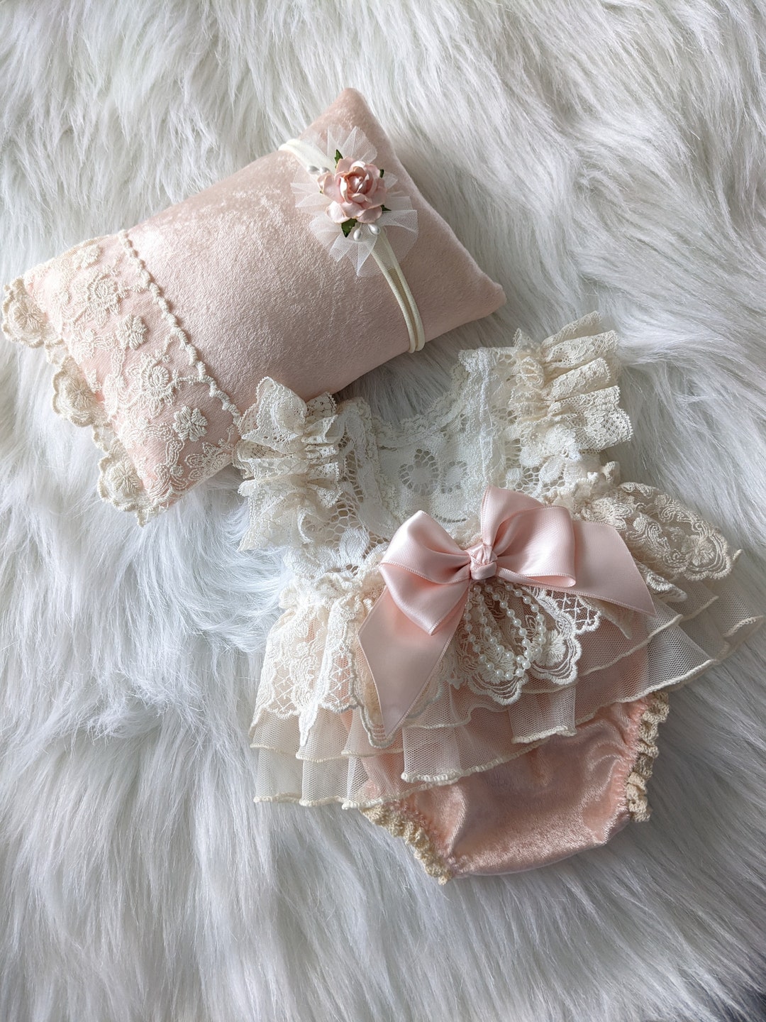 Lace Newborn Romper, Newborn Peach Romper, Newborn Lace Romper Set ...