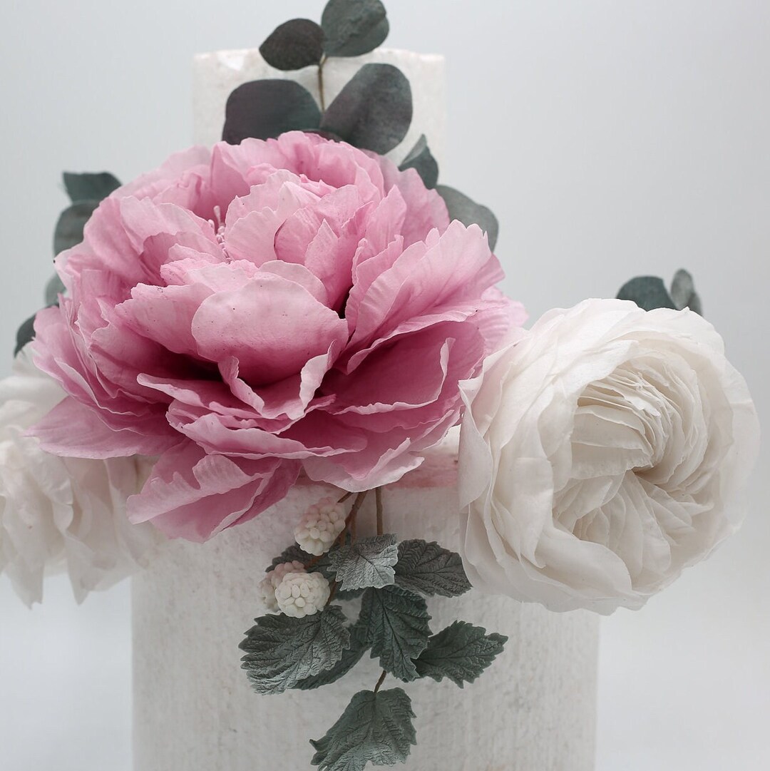 WAFER PAPER FLOWER Cake Topper, Custom Wedding Cake Topper, Edible ...