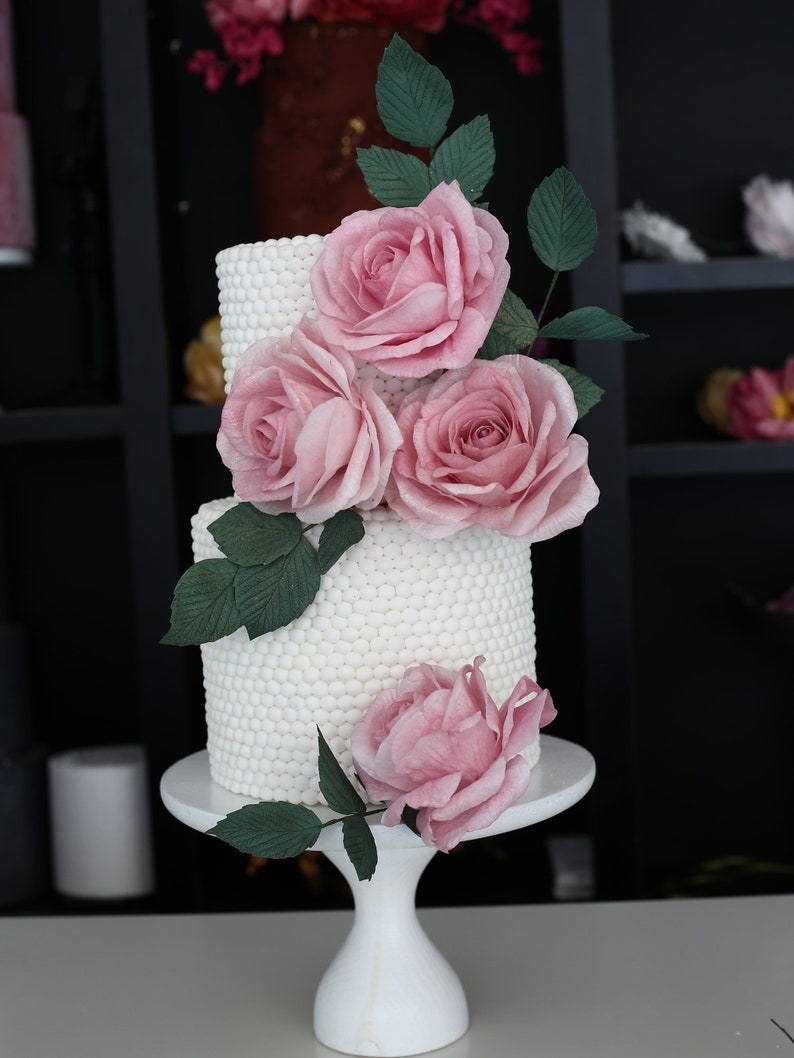 CAKE TOPPER ROSE Wafer Paper Edible Flowers Wedding Cake - Etsy