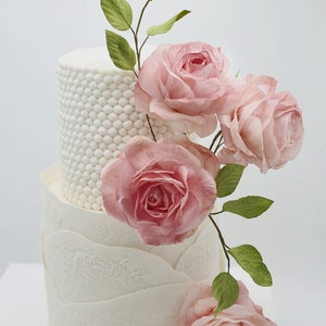 CAKE TOPPER, ROSE Wafer Paper , Edible Flowers, Wedding Cake Decor ...