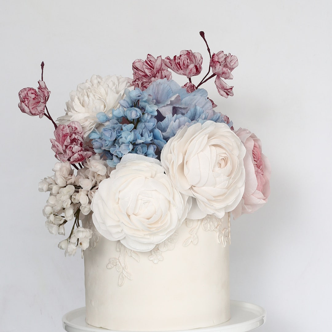 WAFER PAPER FLOWERS Composition, Edible Flowers, Wedding Cake Topper ...