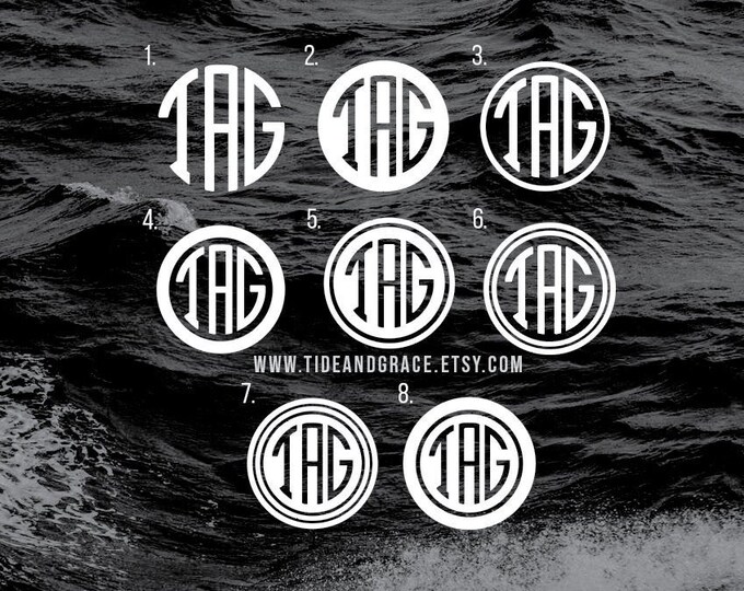 Circle Monogram Decal - Etsy