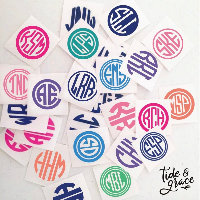 Circle Monogram Decal - Etsy