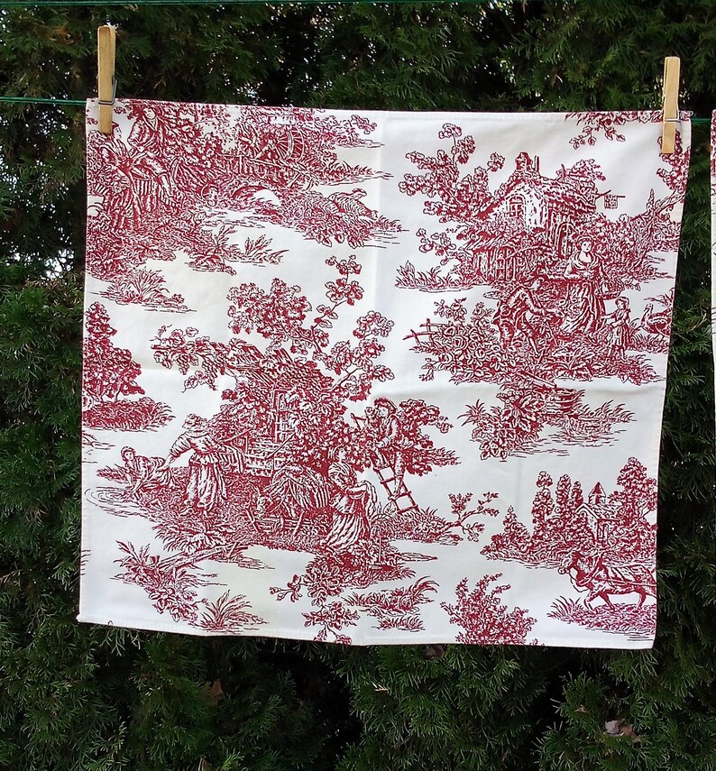 Waverly Garden Room Red Toile Dinner Napkin 100% Cotton EUC - Etsy