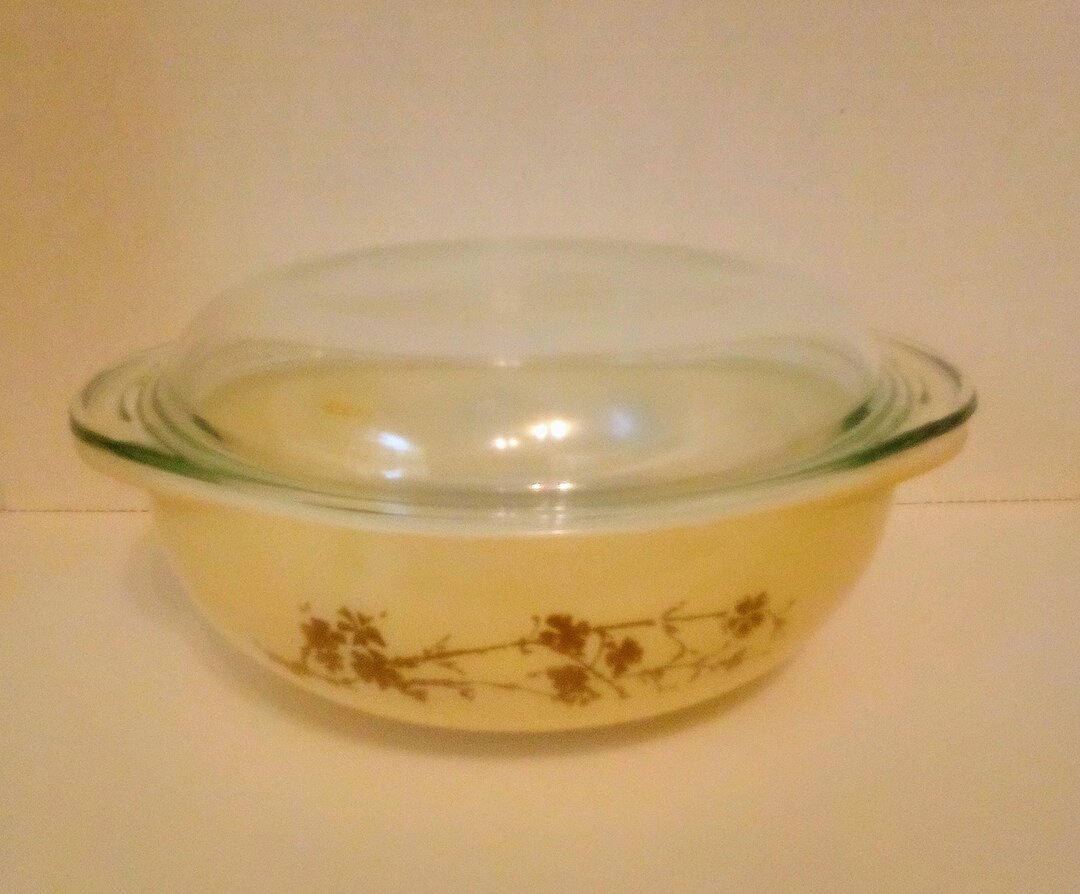 Vintage Pyrex Golden Branches Casserole Dish, 2 QT Round With Lid - Etsy