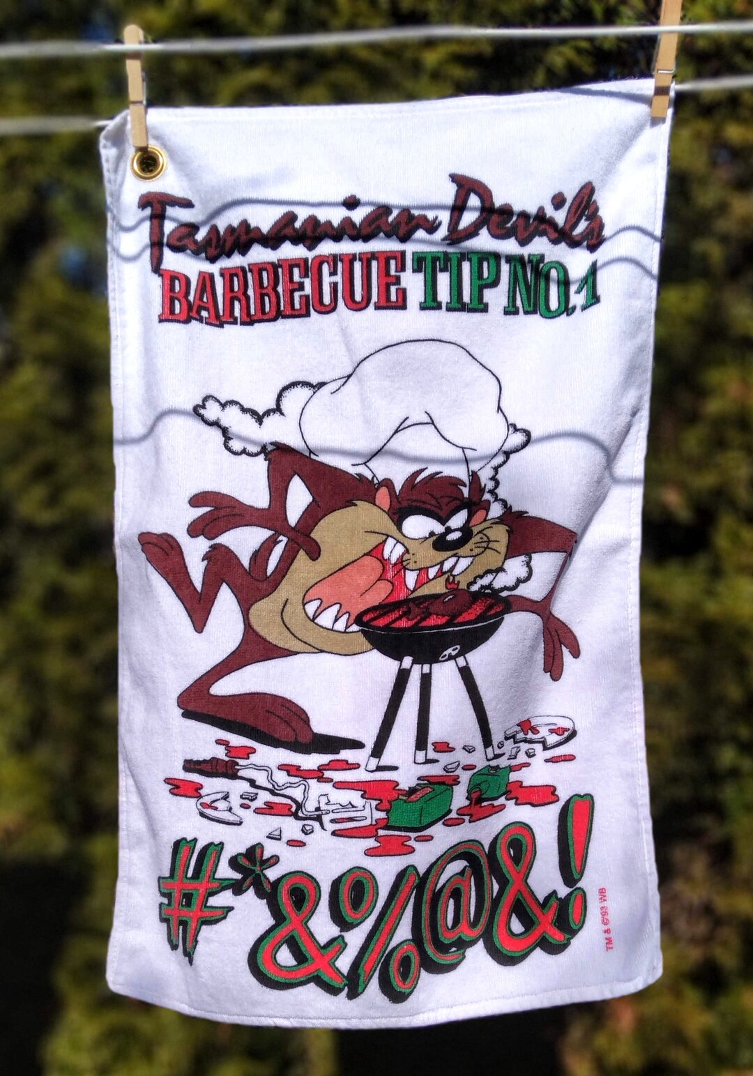 VTG Looney Tunes Taz Tasmanian Devil Barbecue BBQ Bar Kitchen Towel ...