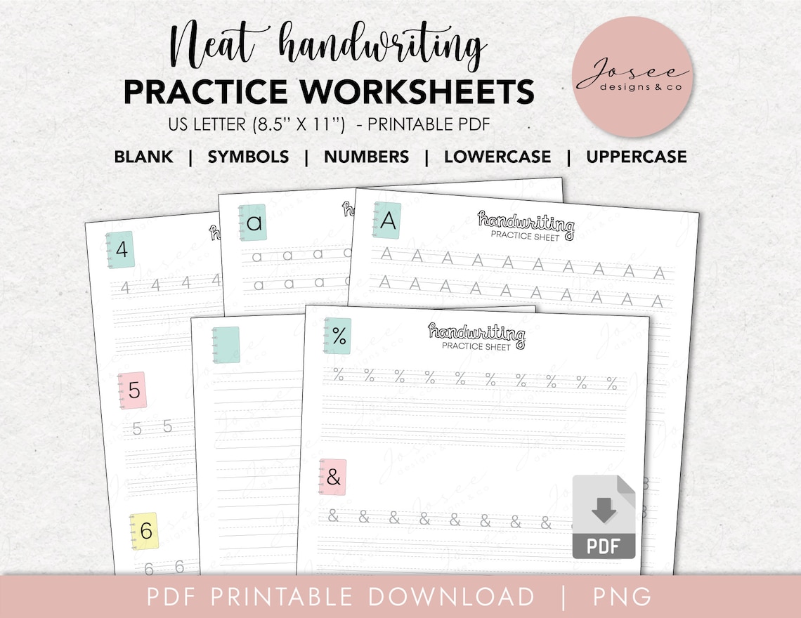 Neat Handwriting Practice Sheet PDF Printable Uppercase and - Etsy
