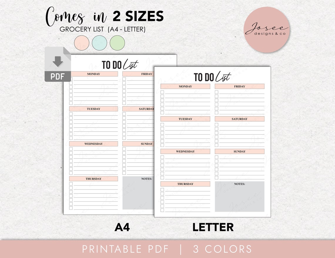 Printable to Do List, PDF Planner Checklist, Daily to Do List, Task ...