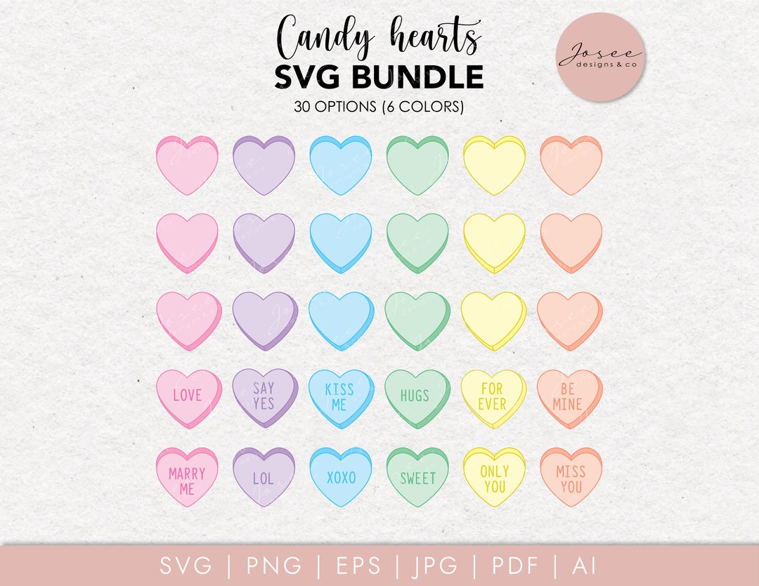 Candy Hearts SVG, Heart Bundle Svg, Candy Heart, Valentine's Day Svg ...