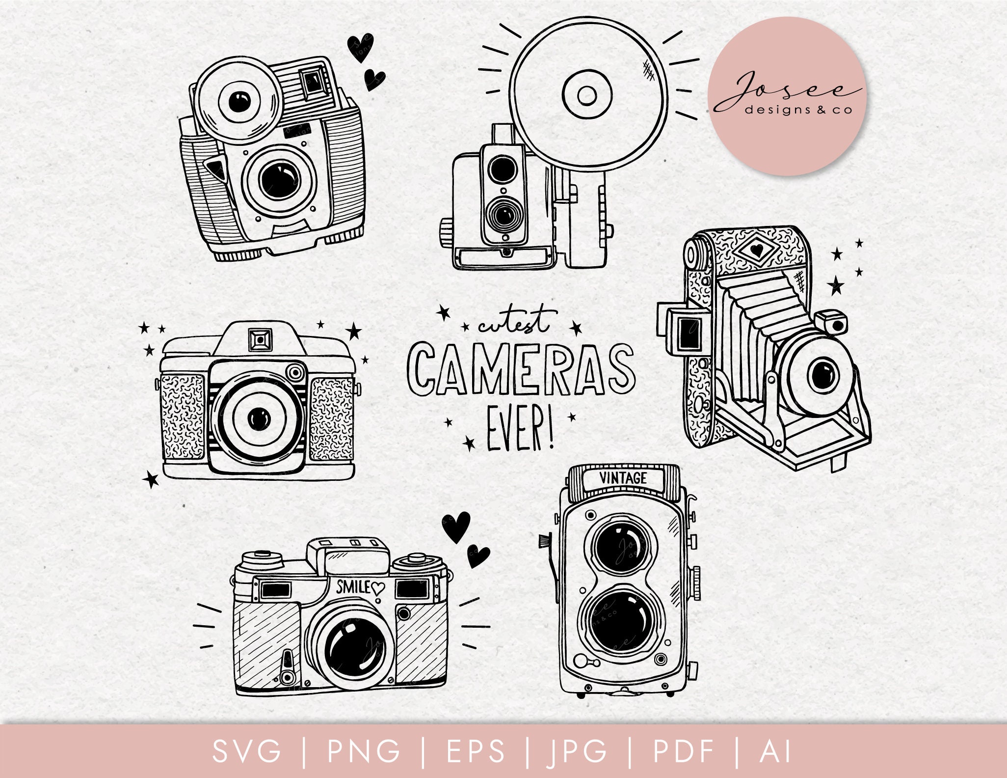 Vintage Camera SVG Doodle Clipart Camera PNG Photography - Etsy