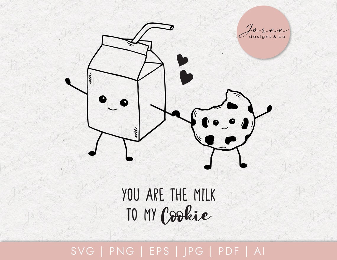 Milk and Cookie Clipart SVG Png Doodle Clipart Hand Drawn - Etsy