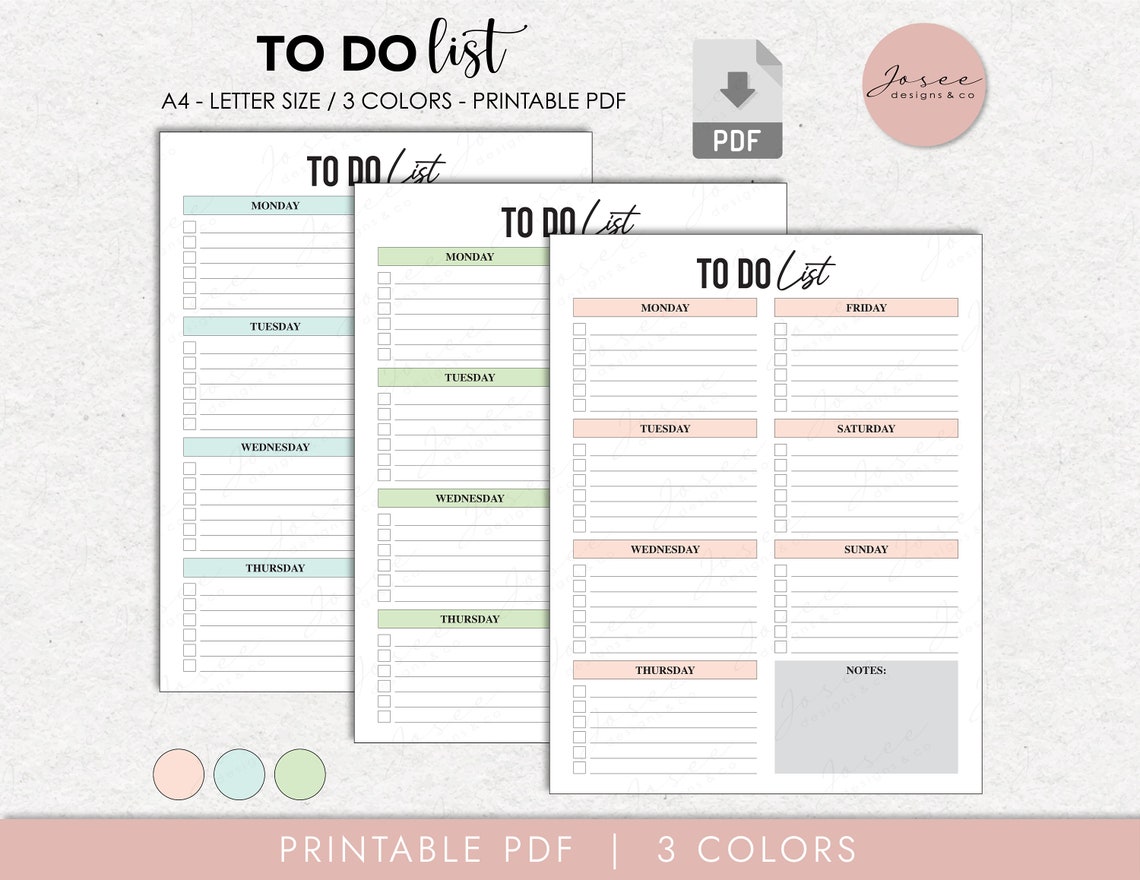 Printable to Do List, PDF Planner Checklist, Daily to Do List, Task ...