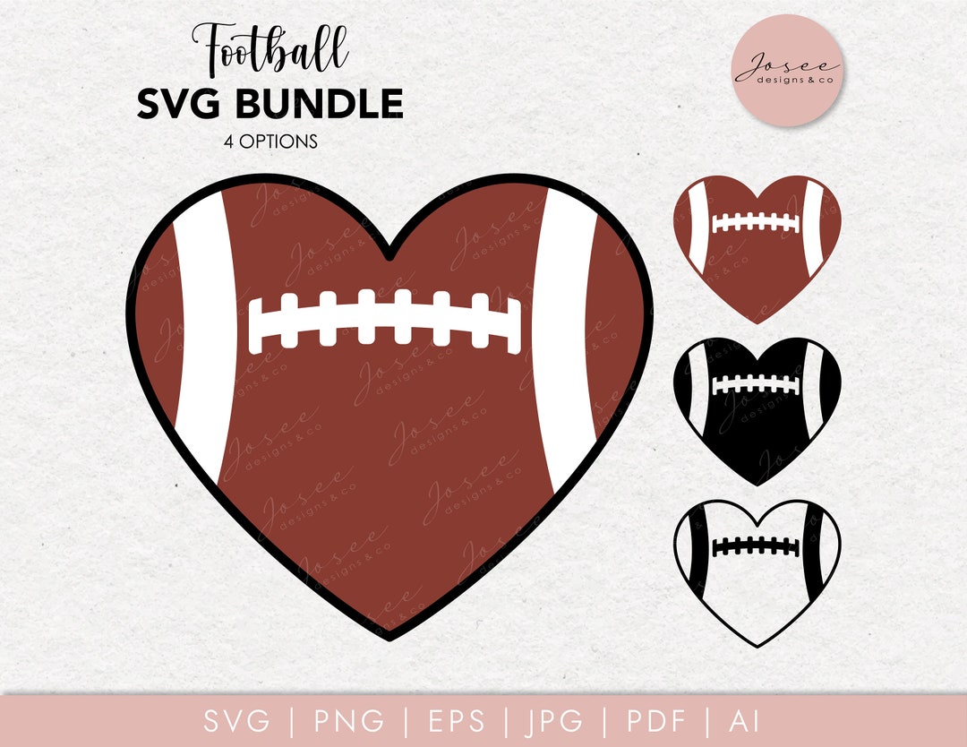 Football Heart SVG, Football SVG, Sports Svg Bundle, Football Outline ...