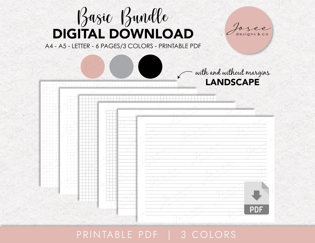 Dot Grid Paper, Lined Paper, Graph Paper, Notebook Paper, Dotted Paper ...