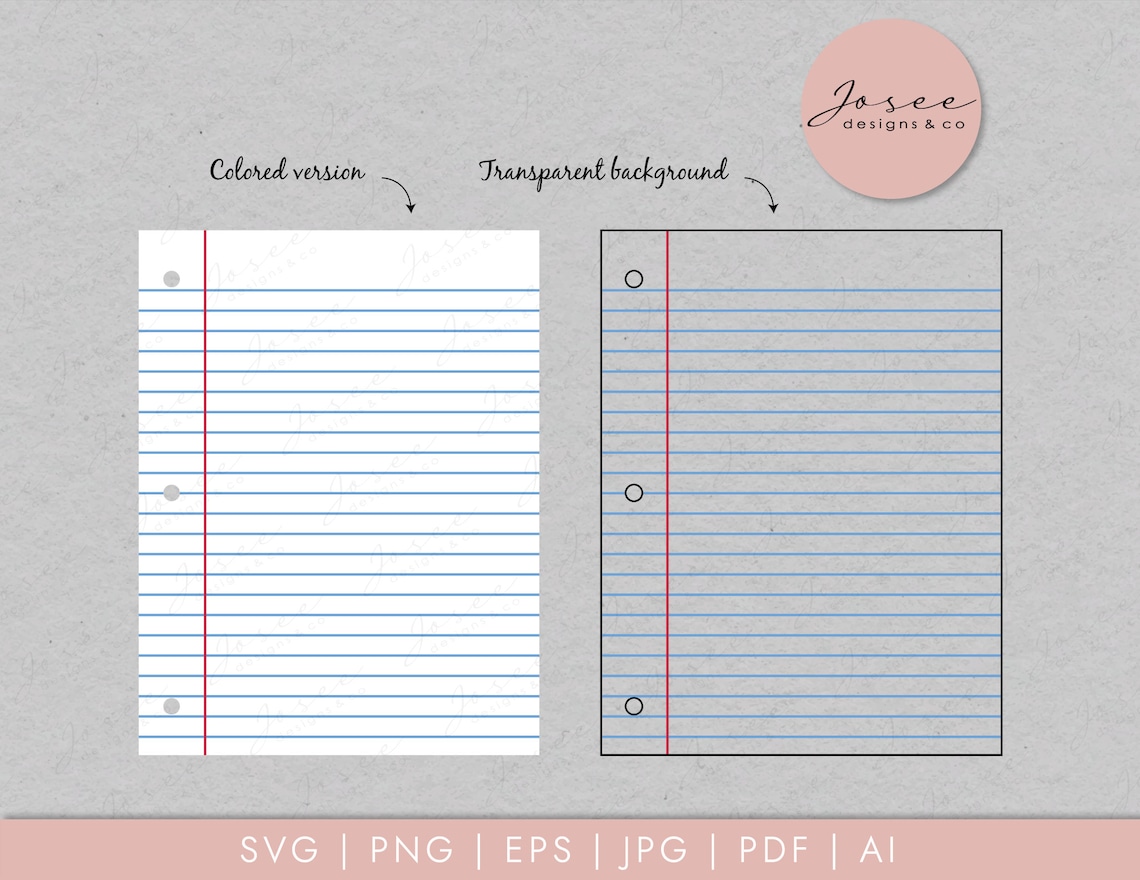Lined Notebook SVG PNG School Paper Svg Line Paper Svg - Etsy