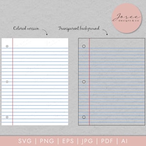 Lined Notebook SVG, PNG, School Paper Svg, Line Paper Svg, Lined Paper ...