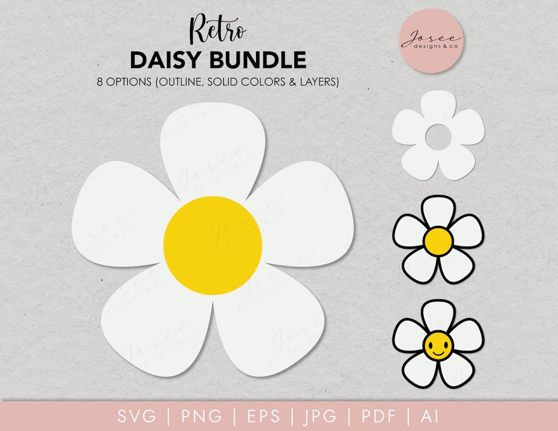 Retro Daisy Svg, Daisy Monogram Svg, Spring Svg, Hippie Flower SVG ...