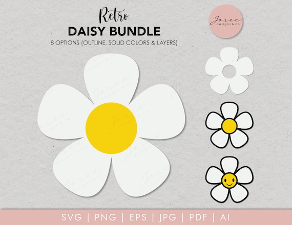 Retro Daisy Svg Daisy Monogram Svg Spring Svg Hippie Flower | Etsy UK