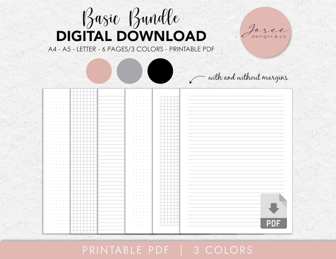 Dot Grid Paper, Lined Paper, Graph Paper, Notebook Paper, Dotted Paper ...