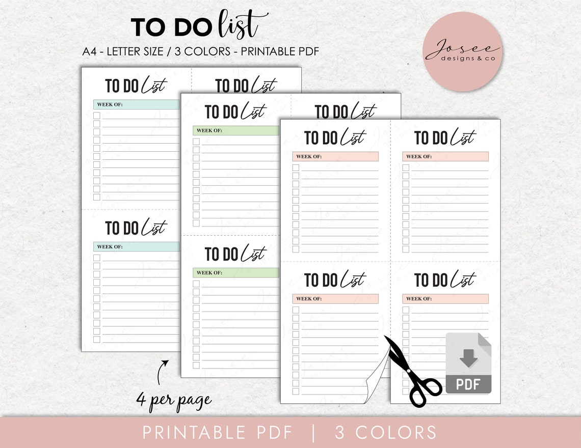 Printable to Do List, PDF Planner Checklist, Daily to Do List, Task ...