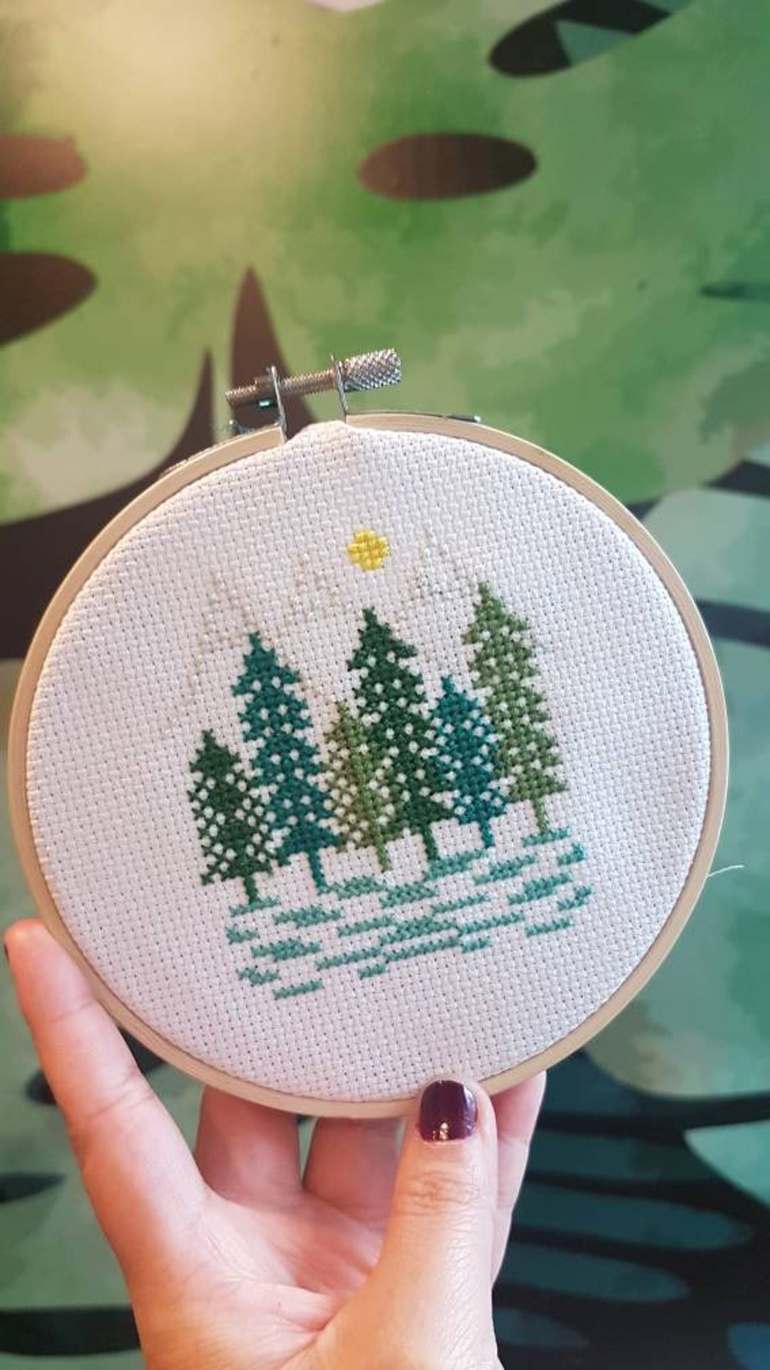 Full Cross Stitch Kit: Into the Woods - DIY Kit - 5-inch Hoop, Fabric ...