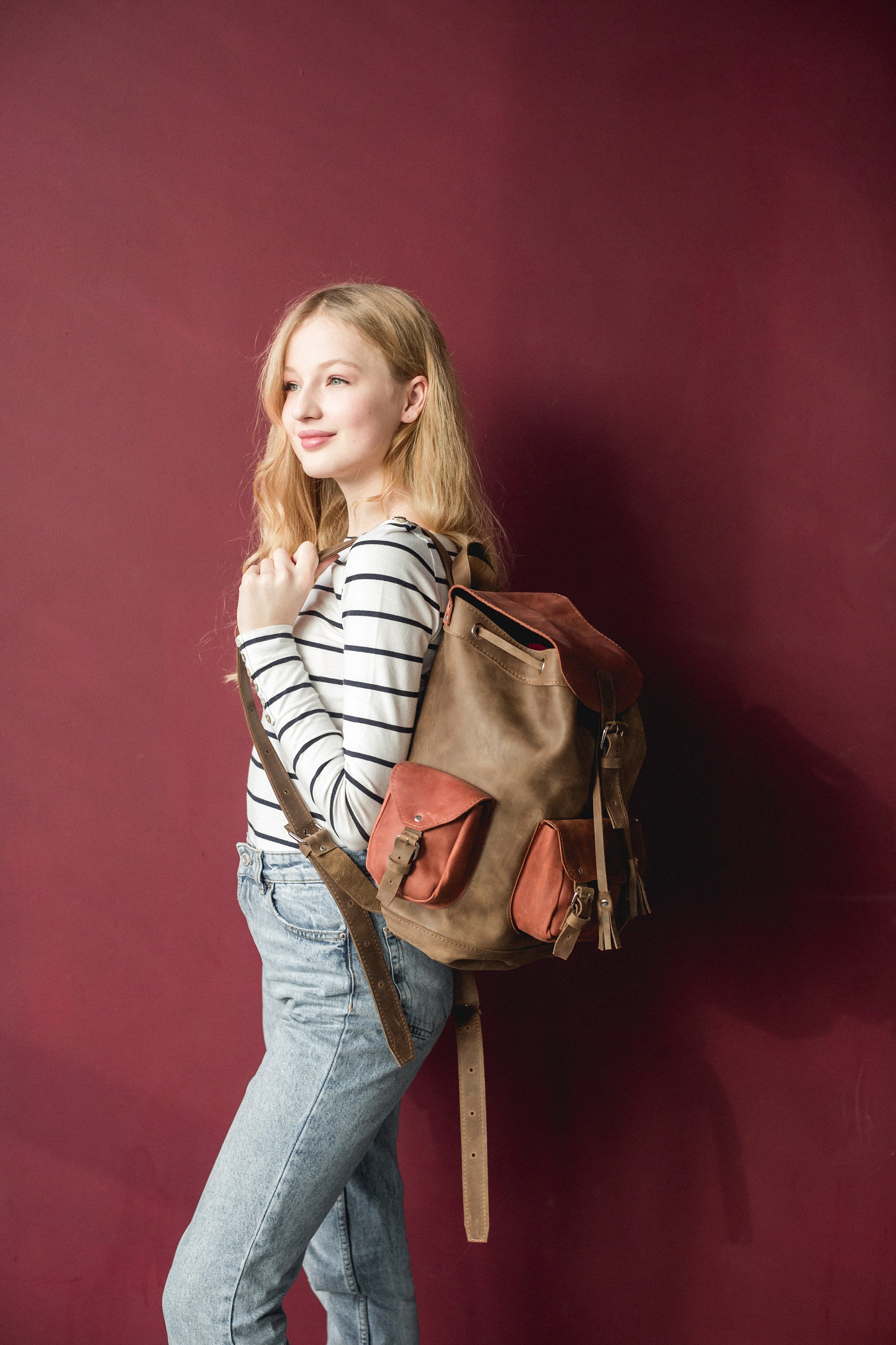 SALE Leather backpack Leather backpack women Brown leather | Etsy
