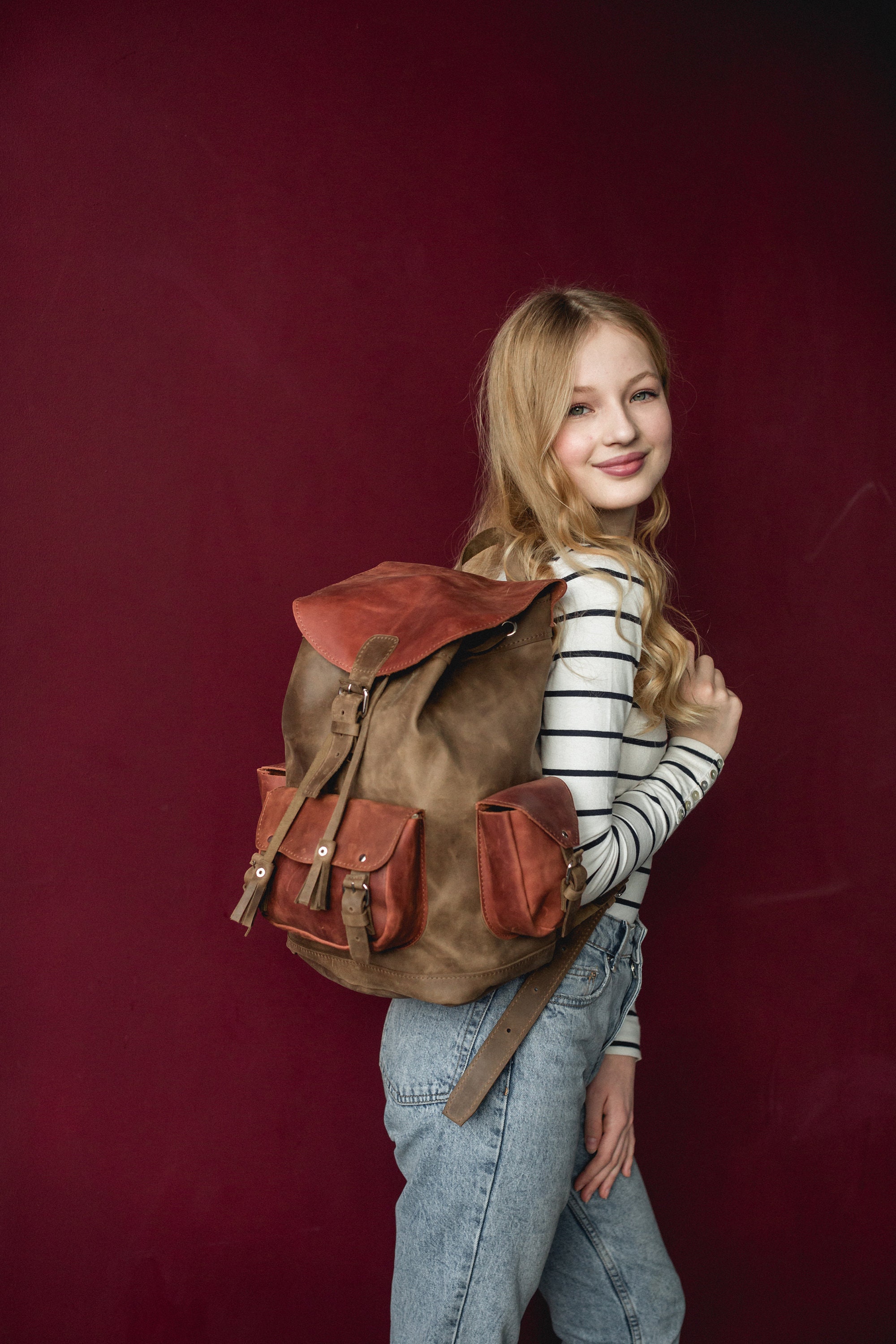 SALE Leather backpack Leather backpack women Brown leather | Etsy