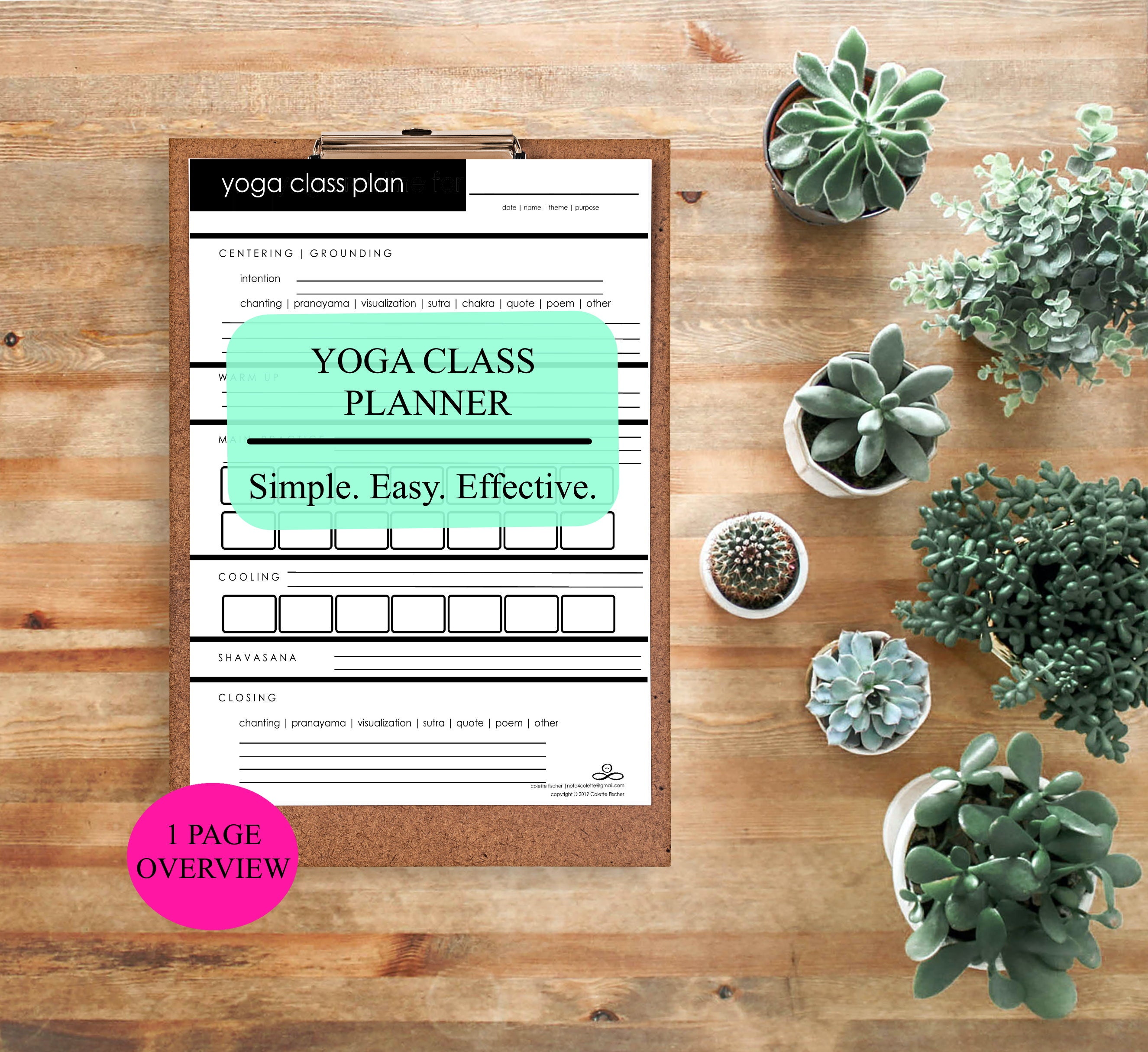 Yoga Class Planning TEMPLATE - 1 Page Digital Download - Etsy