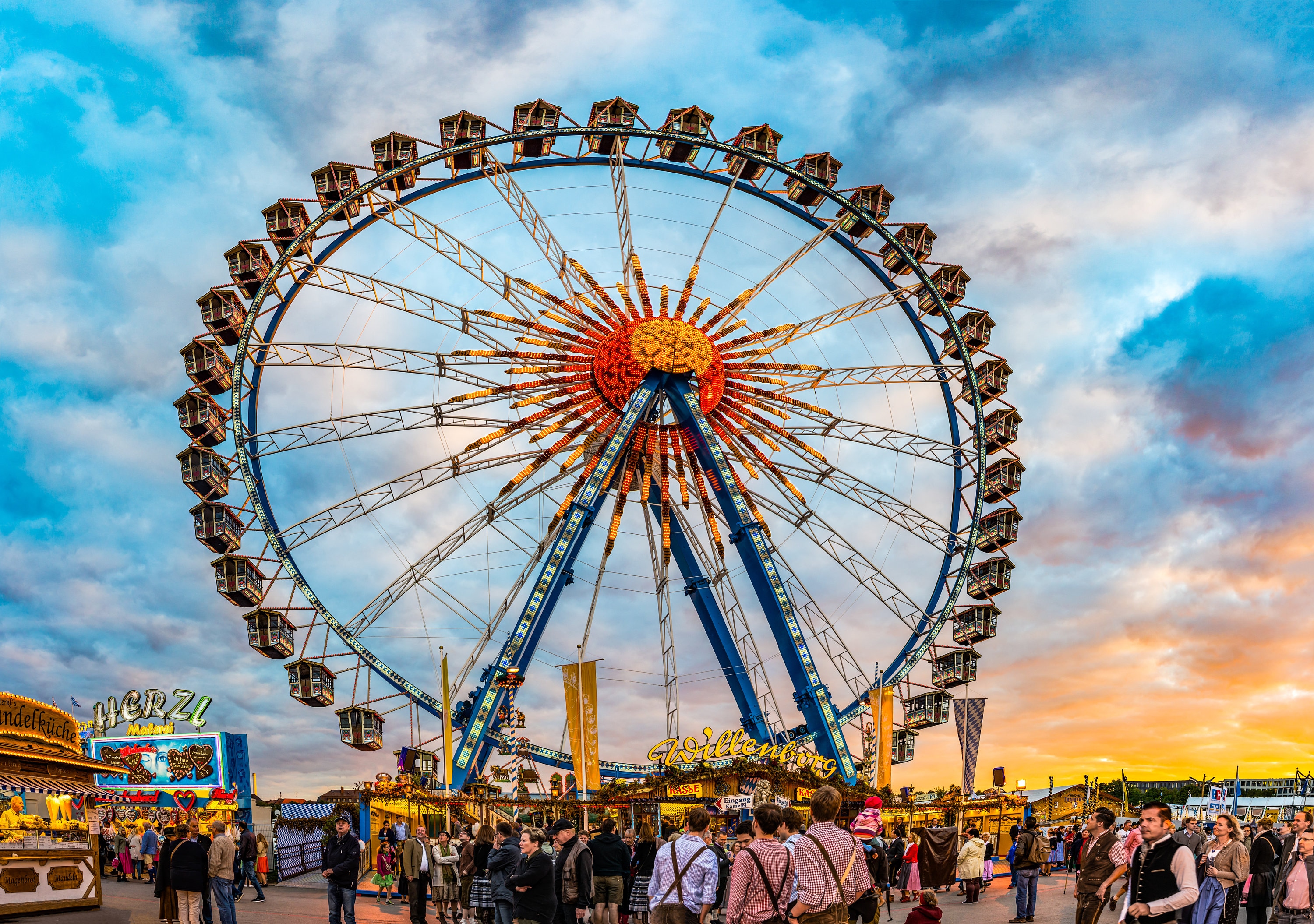 Ferris Wheel During an Oktoberfest Sunset City Photography | Etsy