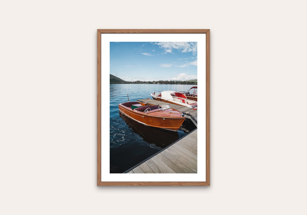 Classic Boat on Lake Print - Lake Wall Art, Digital Download, Travel ...