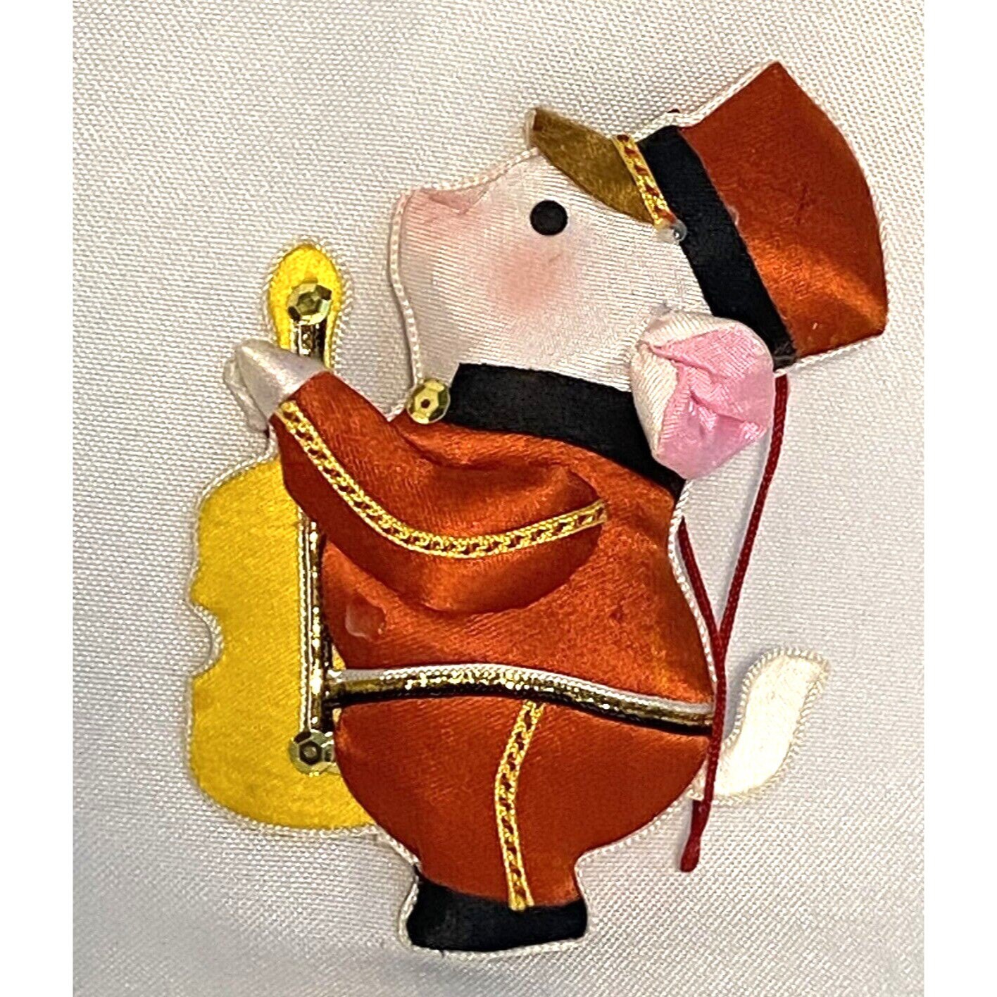 Vintage Puffy Satin Fabric Mouse Mice Ornament Red Suit Christmas ...