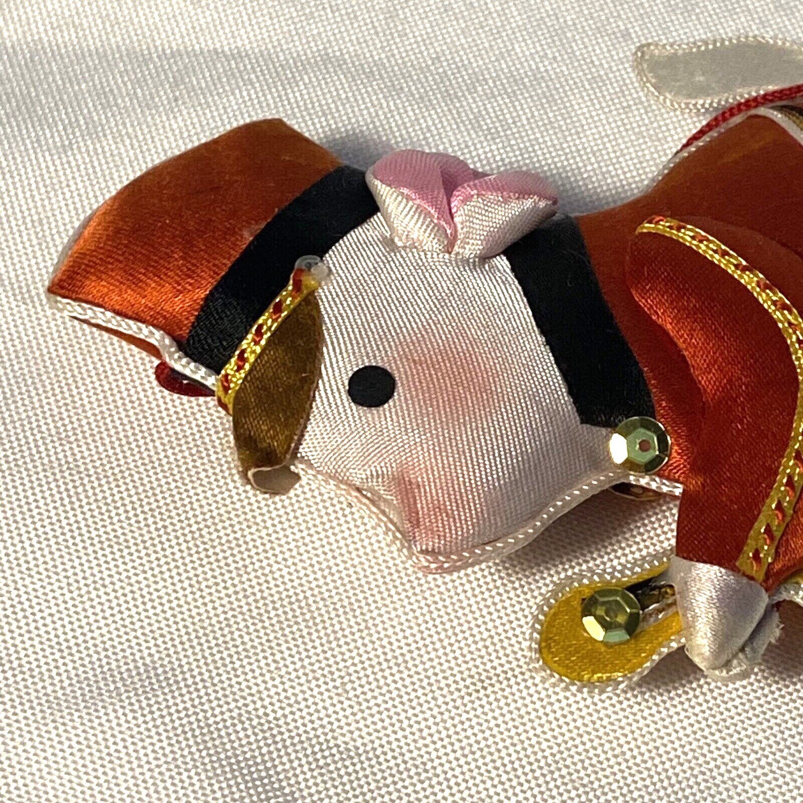 Vintage Puffy Satin Fabric Mouse Mice Ornament Red Suit Christmas ...